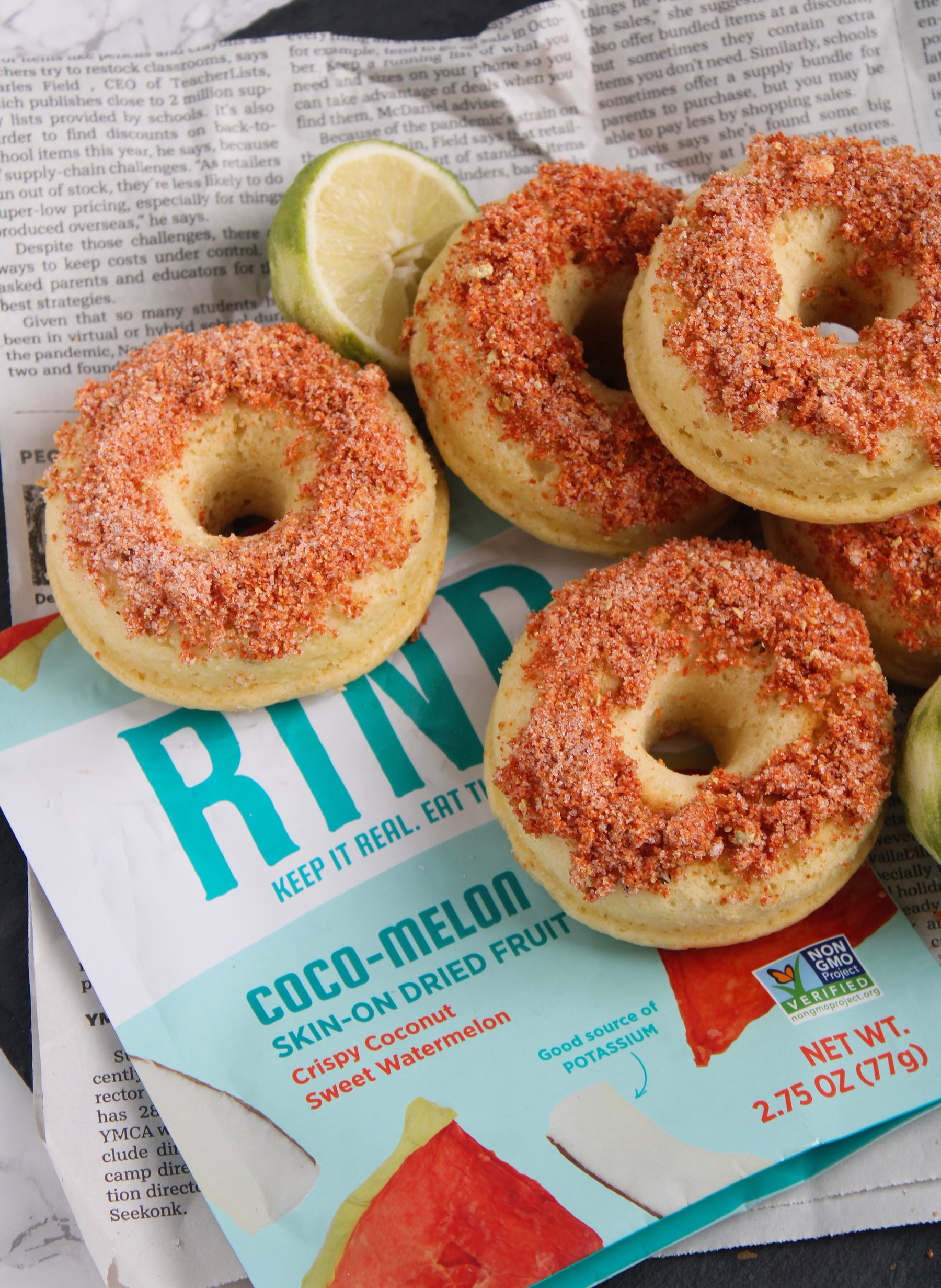 Key Lime Baked Donuts with Watermelon Sugar - RIND Snacks