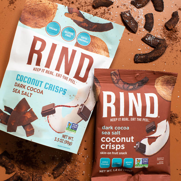 RIND Snacks Dark Cocoa Sea Salt Coconut Crisps, Keto-Friendly - RIND ...
