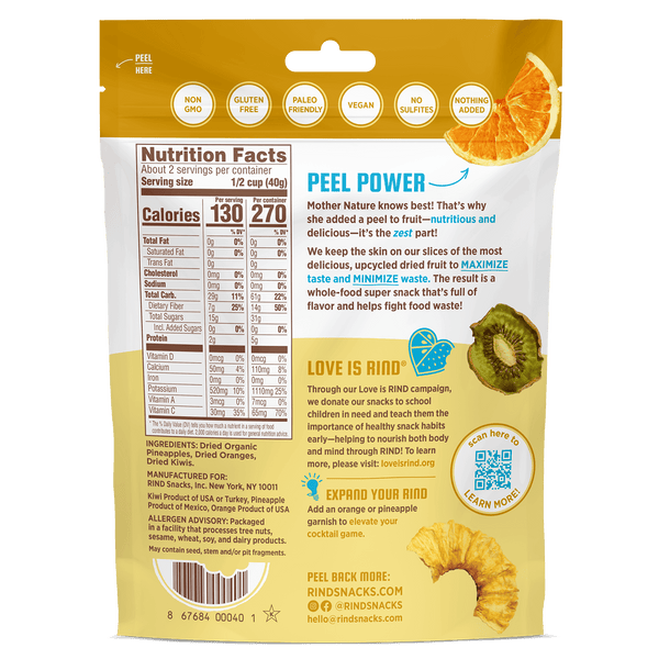 RIND Snacks Dried Fruit, Tropical Blend